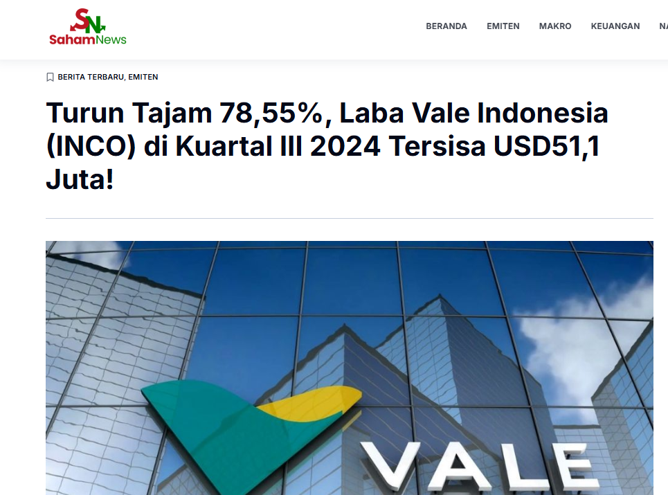 Saham: INCO - PT. Vale Indonesia Tbk. | Stockbit