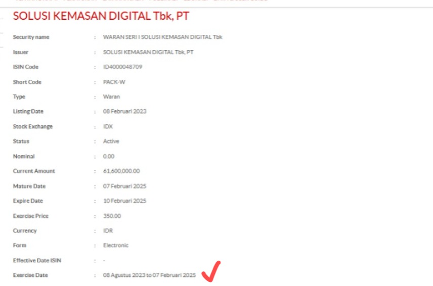 Saham PACK-W (Waran Seri I Solusi Kemasan Digital Tbk.) | Stockbit | Stockbit - Investasi Saham ...