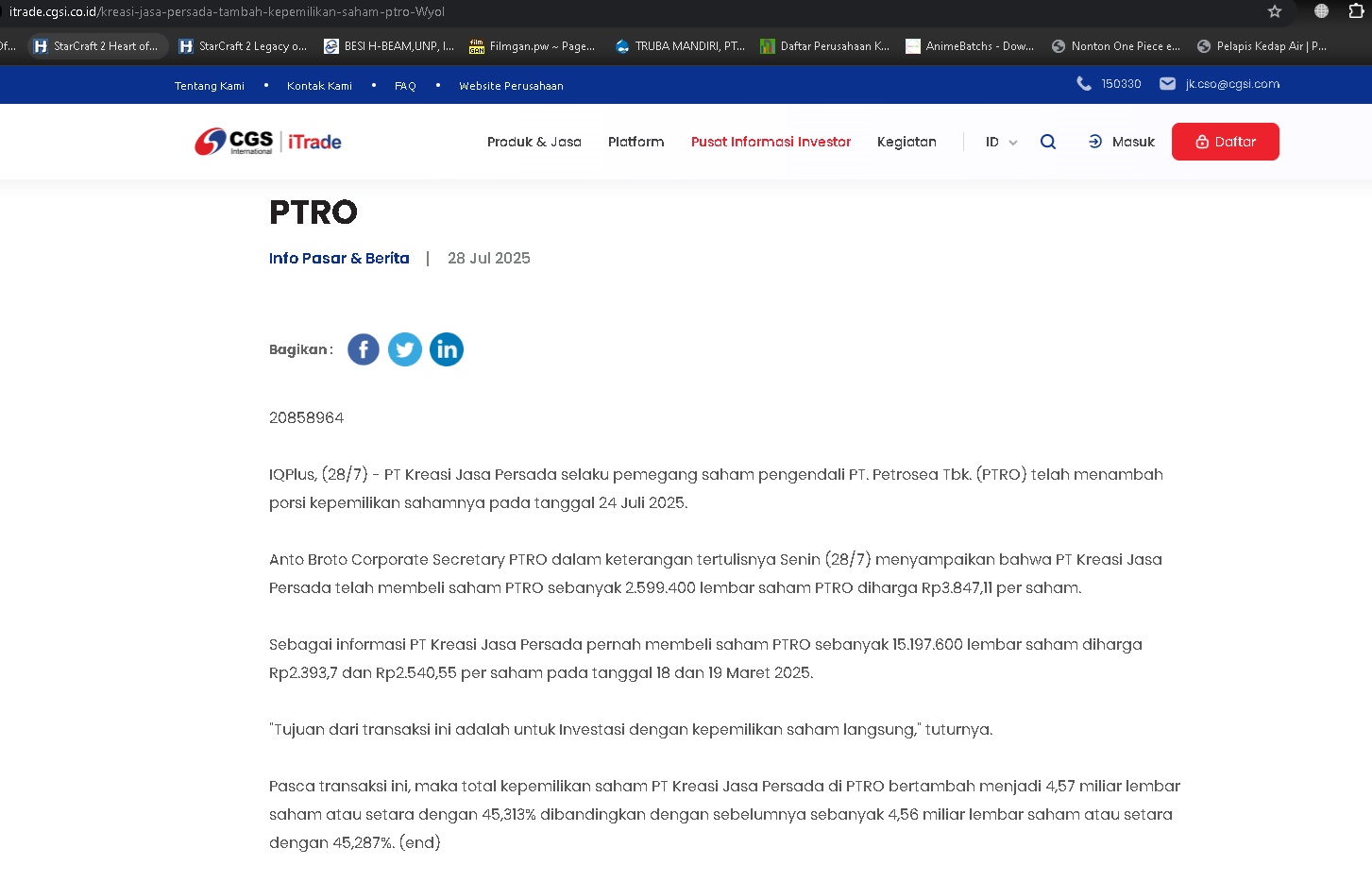 Saham: PTRO - PT. Petrosea Tbk. | Stockbit