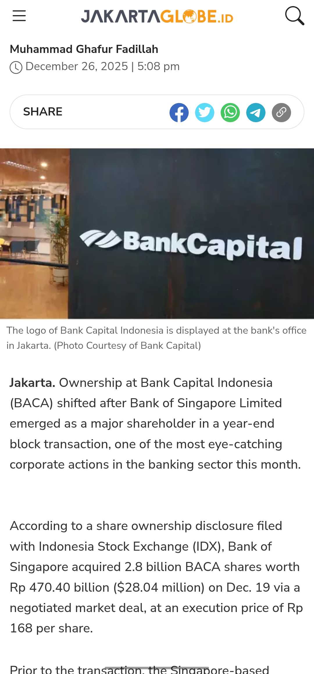 Saham: BACA - PT. Bank Capital Indonesia Tbk. | Stockbit