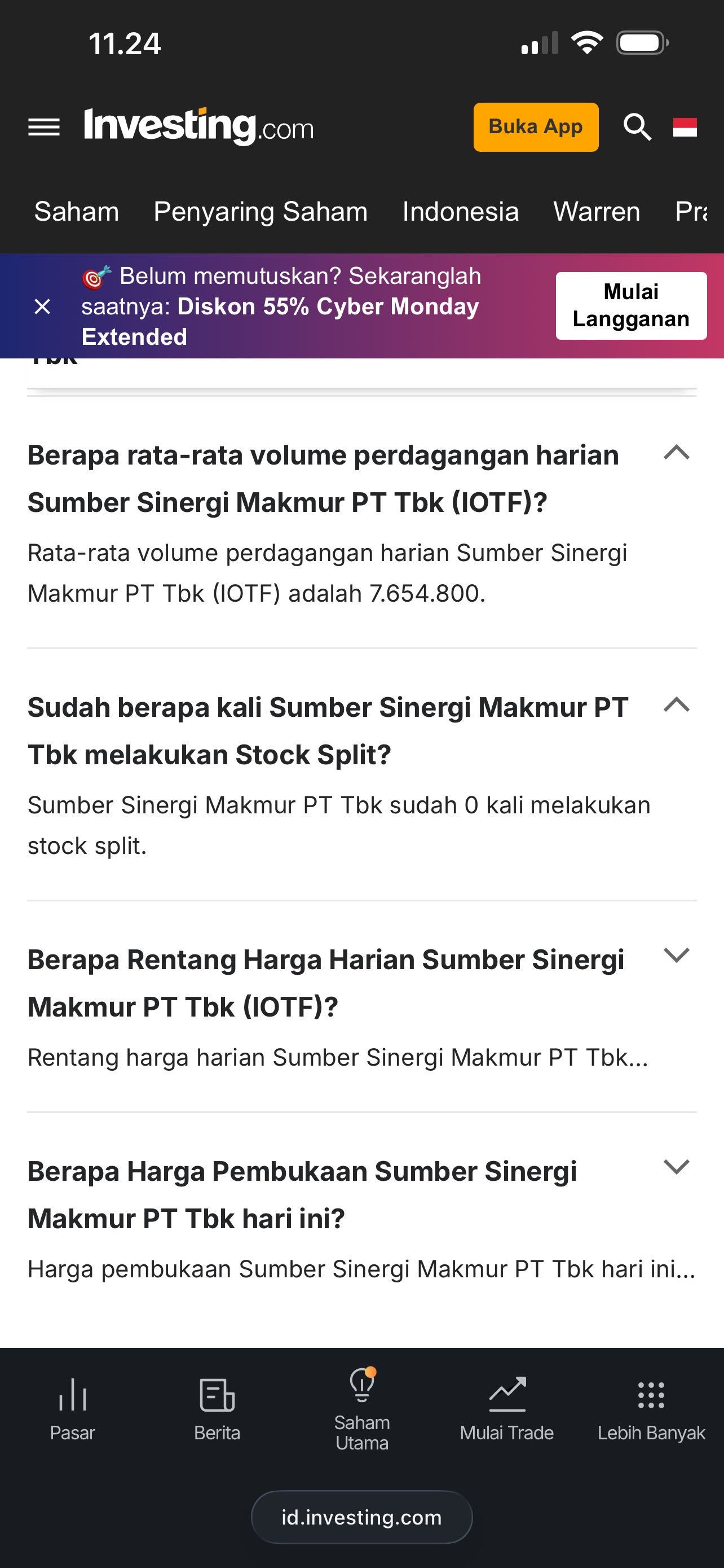 Saham: IOTF - PT. Sumber Sinergi Makmur Tbk. | Stockbit