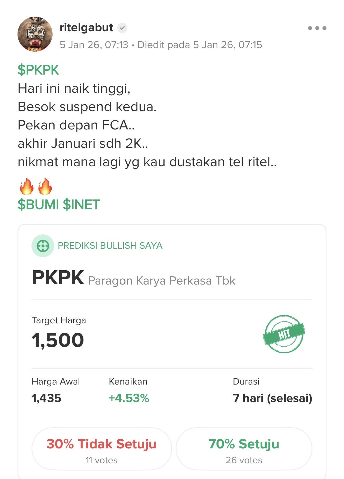 Saham: PKPK - PT. Paragon Karya Perkasa Tbk | Stockbit