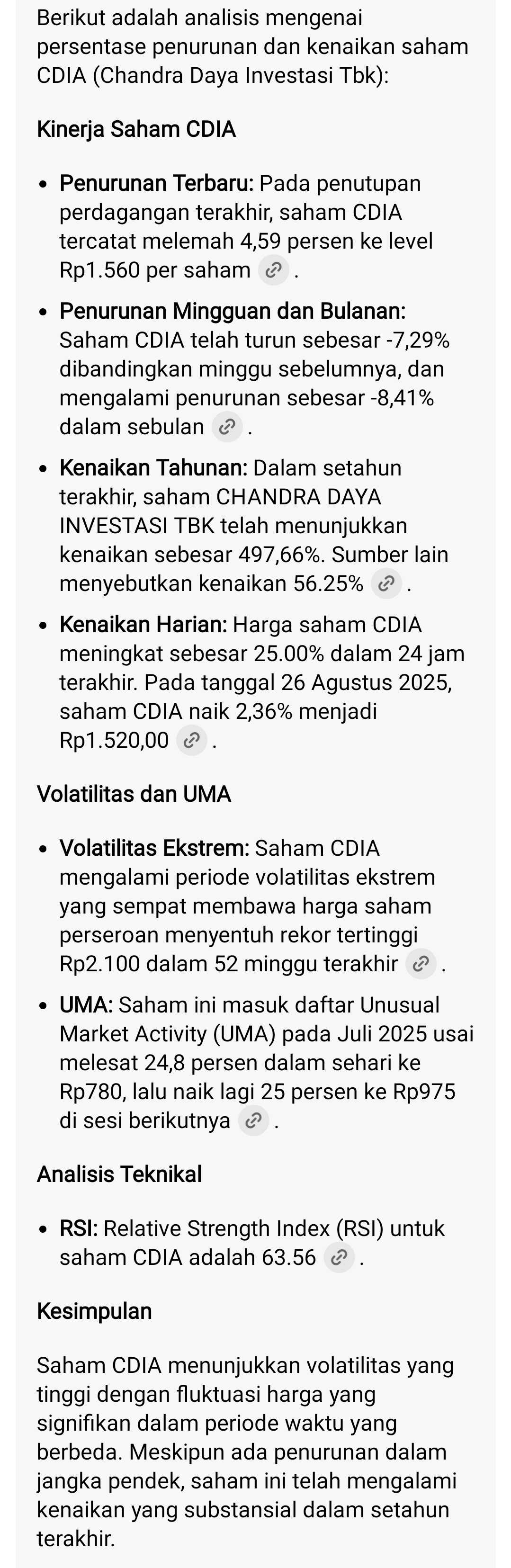 Saham: CDIA - PT. Chandra Daya Investasi Tbk. | Stockbit
