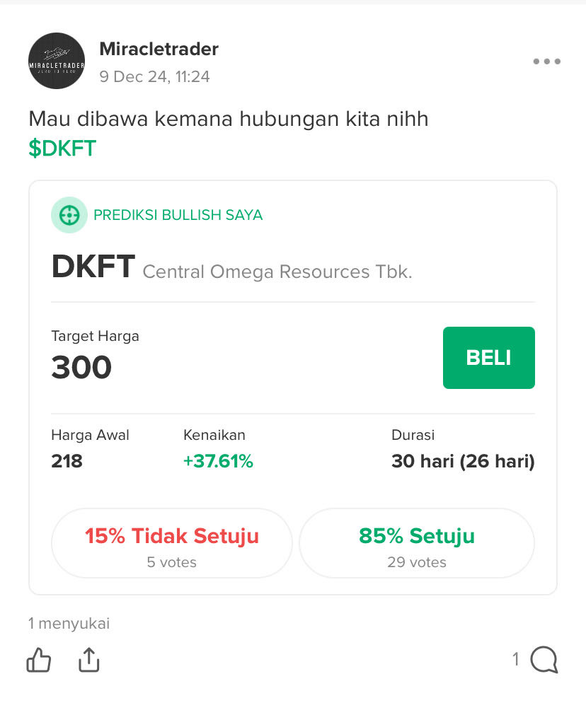Saham: DKFT - PT. Central Omega Resources Tbk. | Stockbit