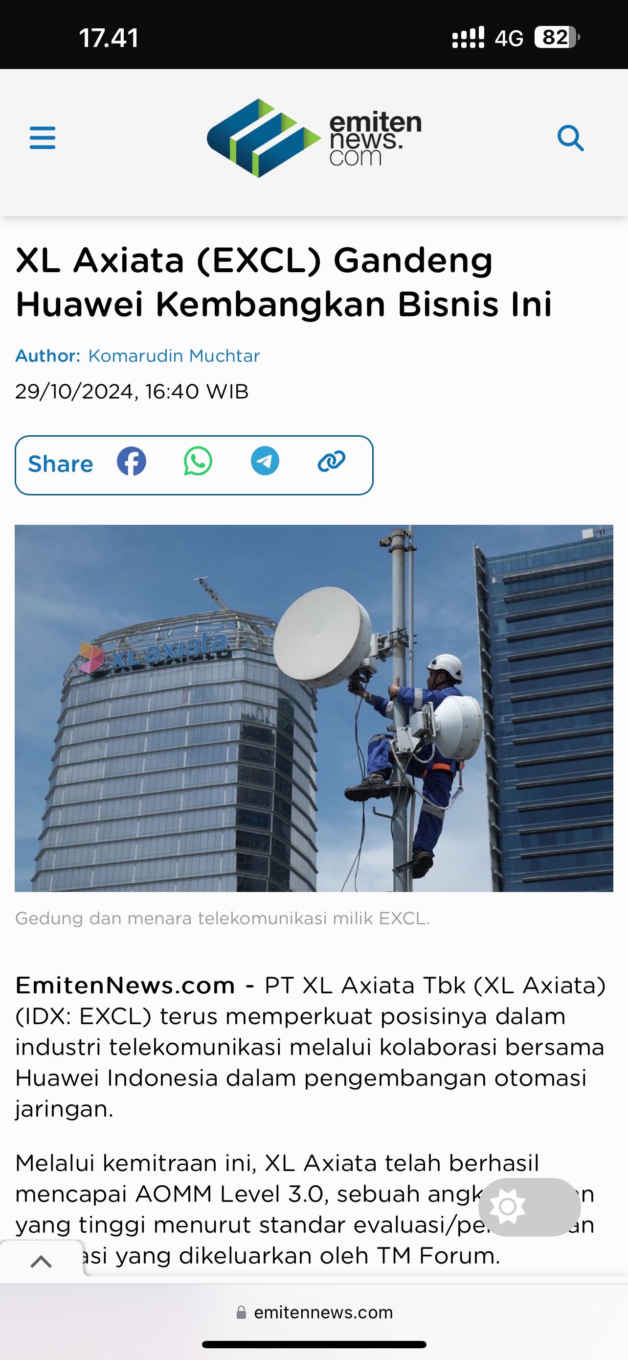 Saham: EXCL - PT. XLSMART Telecom Sejahtera Tbk. | Stockbit