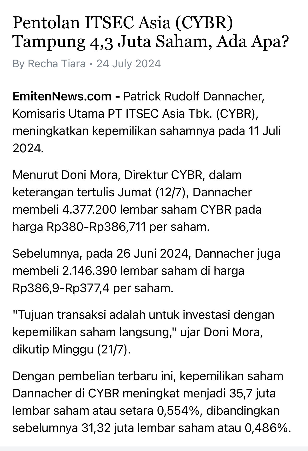 CYBR | Stockbit - Investasi Saham Bersama Komunitas Saham Terbesar di Indonesia