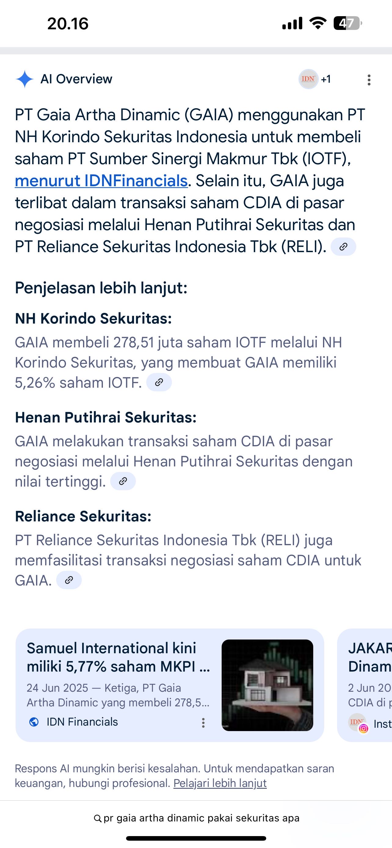 Saham: IOTF - PT. Sumber Sinergi Makmur Tbk. | Stockbit