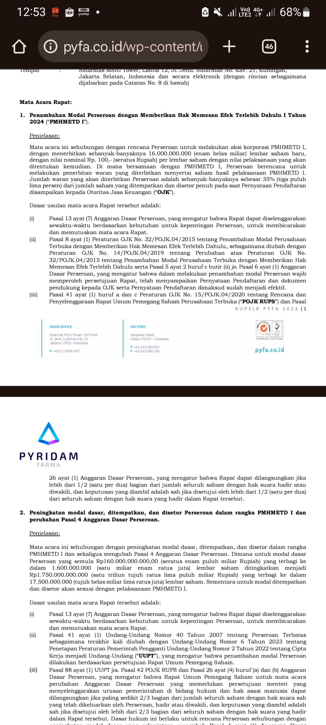 Saham: PYFA - PT. Pyridam Farma Tbk | Stockbit