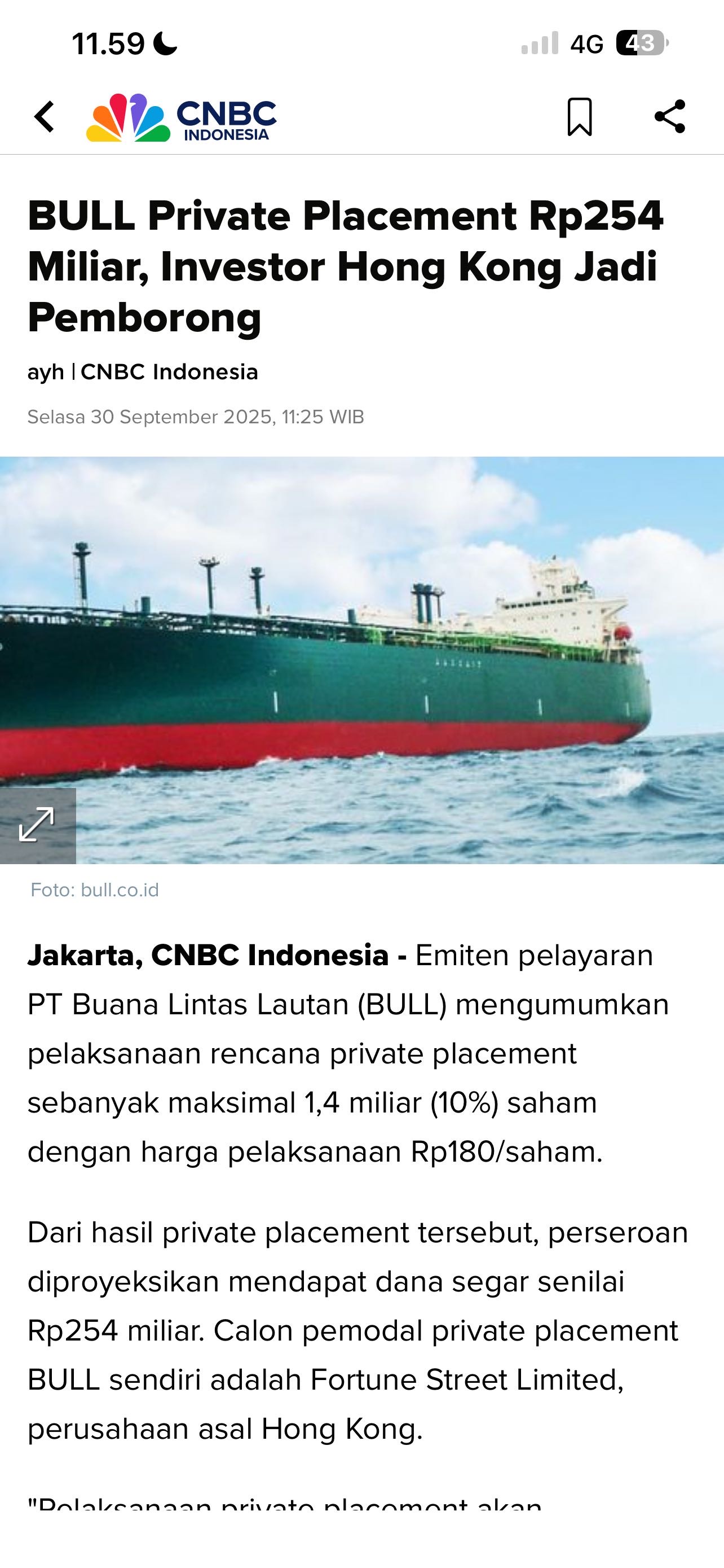 Saham: BULL - PT. Buana Lintas Lautan Tbk. | Stockbit