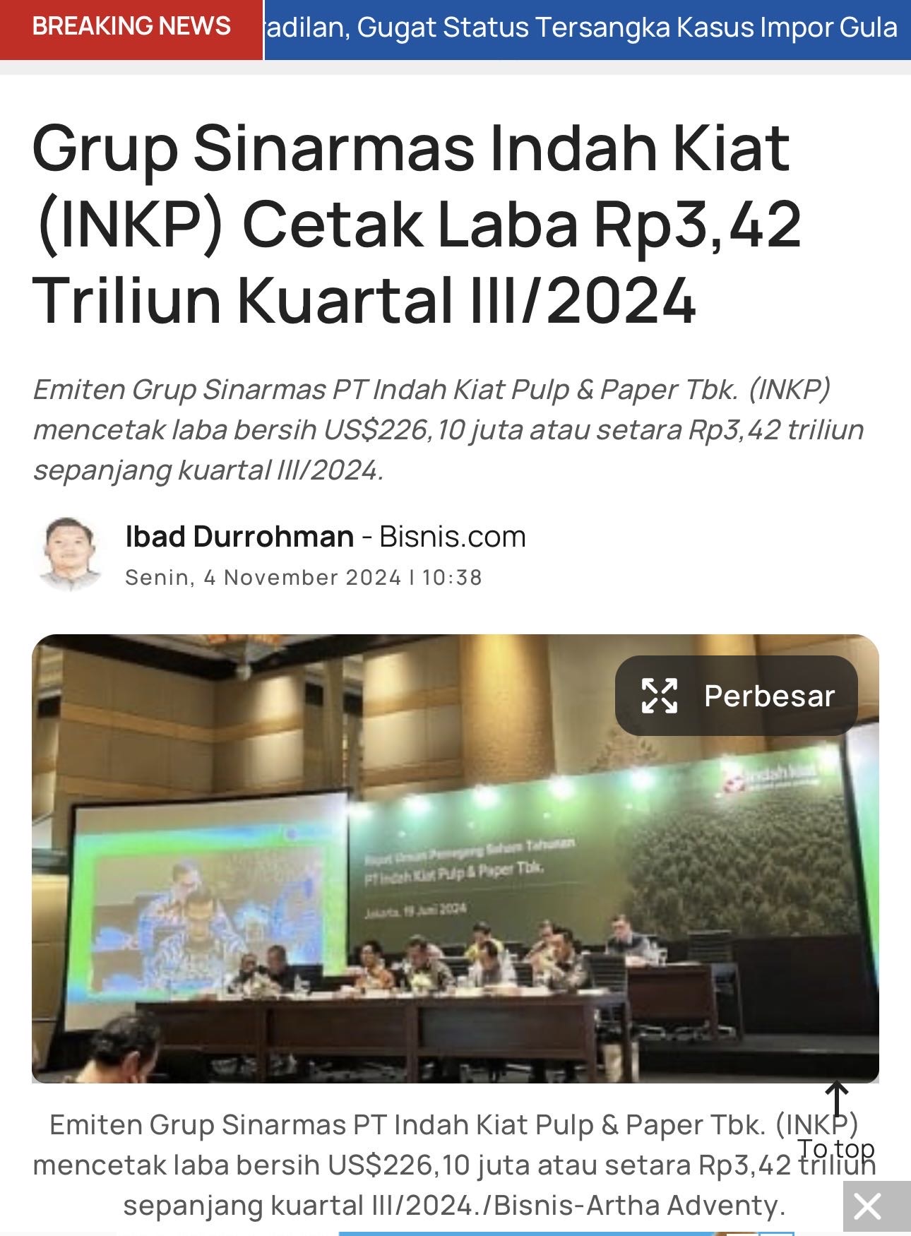 Saham: INKP - PT. Indah Kiat Pulp & Paper Tbk. | Stockbit