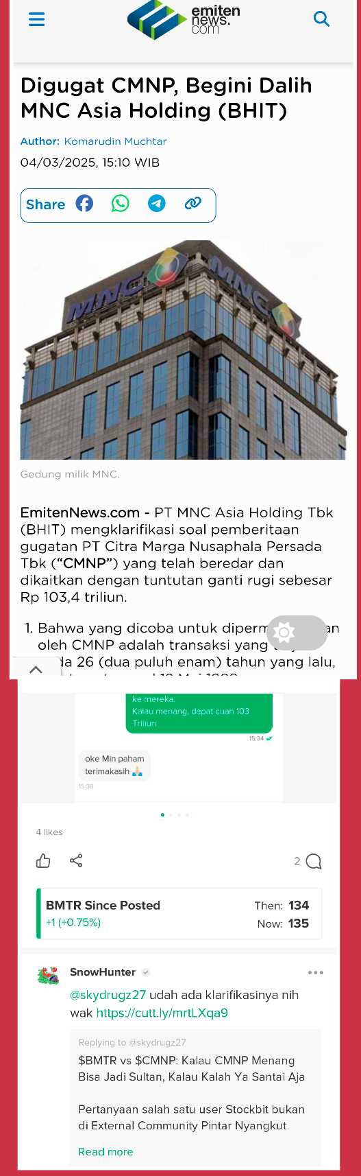 Saham: BMTR - PT. Global Mediacom Tbk. | Stockbit