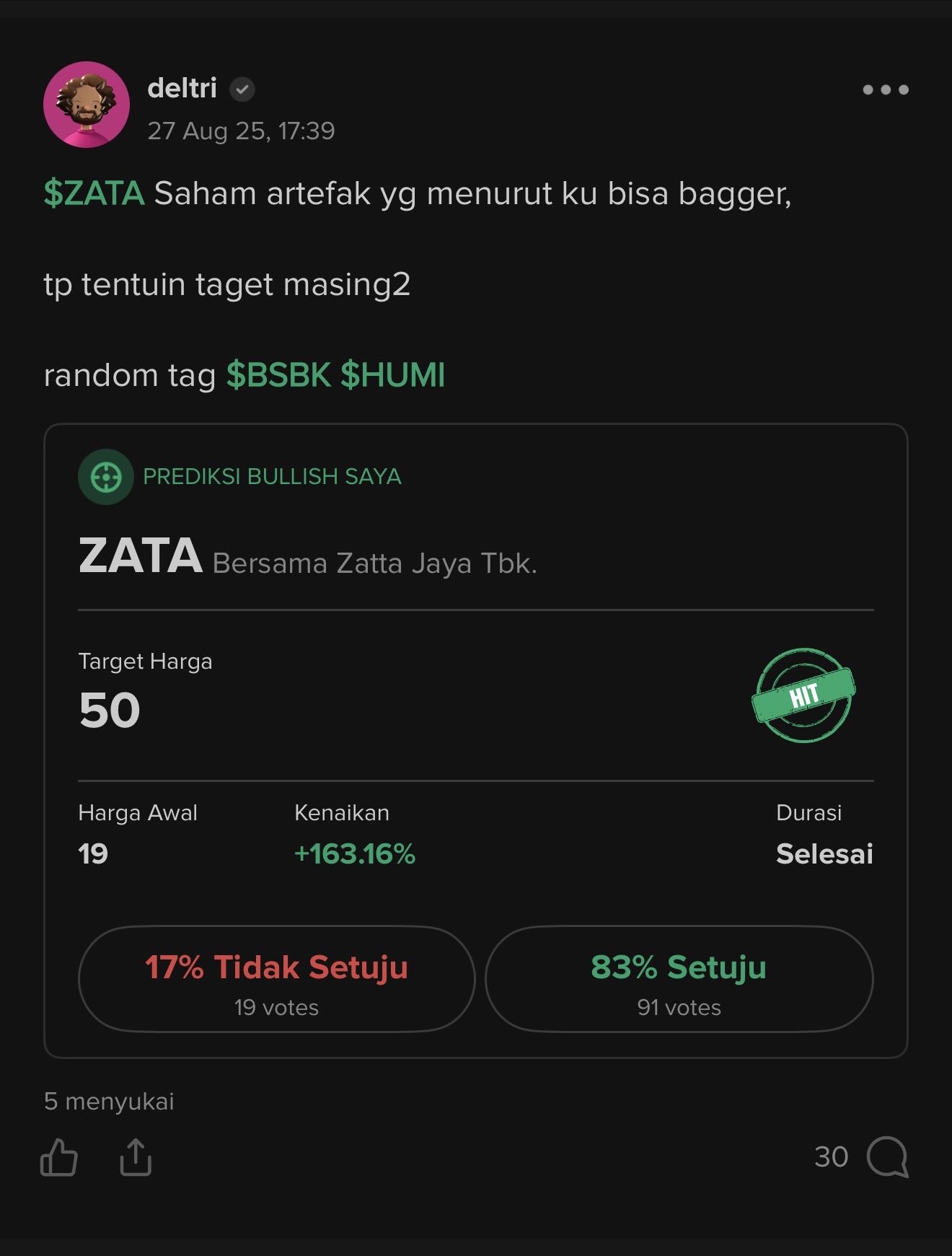 Saham: ZATA - PT. Bersama Zatta Jaya Tbk. | Stockbit